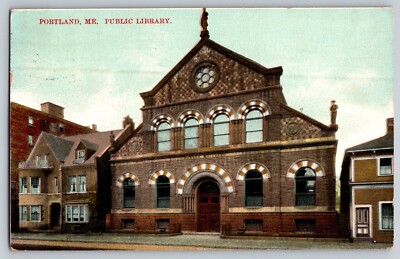 Vintage Postcard Portland Maine Me Public Library 1908 | eBay