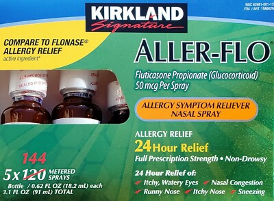 Kirkland Aller-Flo Allergy Relief Nasal Spray Hay Fever Fluticasone .62 ...