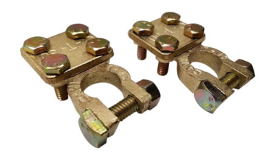 2x Solid Brass Heavy Duty battery top post cable terminal Wire ...