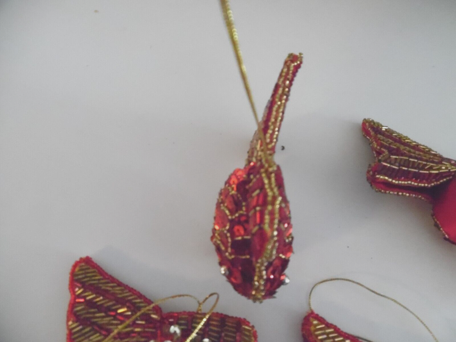 Lot Of 6 Vintage Red Sequined Beaded Ryukin Goldfish Fish Christmas ...