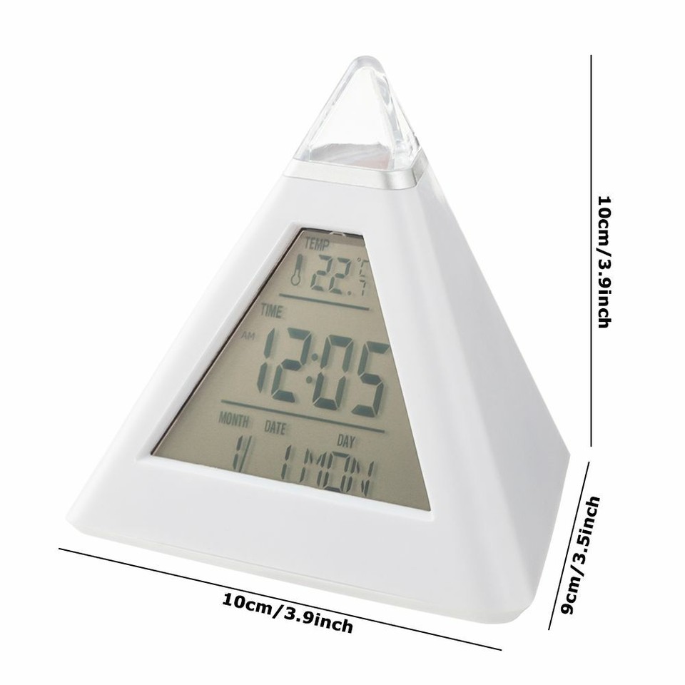 Digital Pyramid Bedside Clocks Thermometer Meter Number Clock Alarm ...
