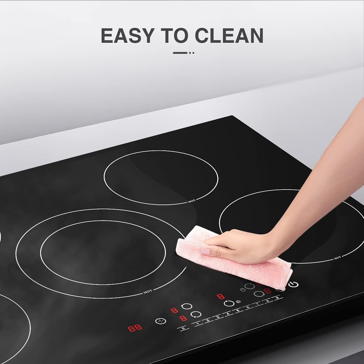 30'' Built-in Electric Ceramic Cooktop Stove Top 5 Burner Timer Touch ...