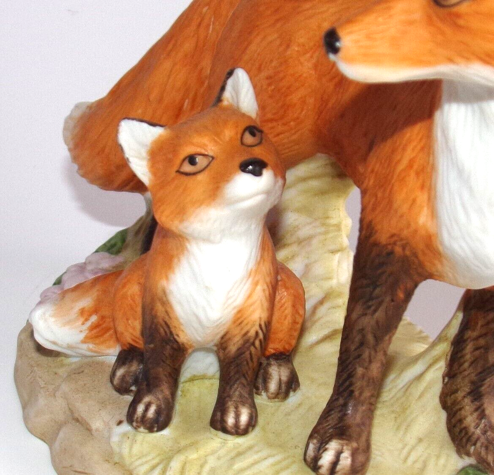 Red Fox figurine HOMCO #1417 Mama Fox with Pup Vintage 4.5 inches Tall ...