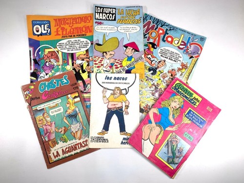 LOS SUPER NARCOS Mexican Adult Comic Book Lot Collection Of 6 CHISTES ...