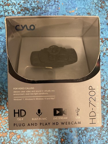 CYLO HD 720P PRO WEBCAM - Black Built In Mic Laptop Desktop Zoom ...