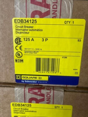 New Square D EDB34125 125 Amp 3 Pole Circuit Breaker Same Day Ship | eBay