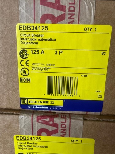 New Square D EDB34125 125 Amp 3 Pole Circuit Breaker Same Day Ship | eBay