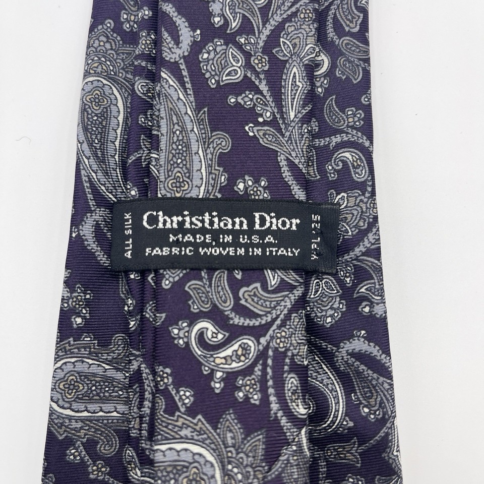 Christian Dior Men's Neck Tie 100% Silk USA Made Purple Paisley | eBay