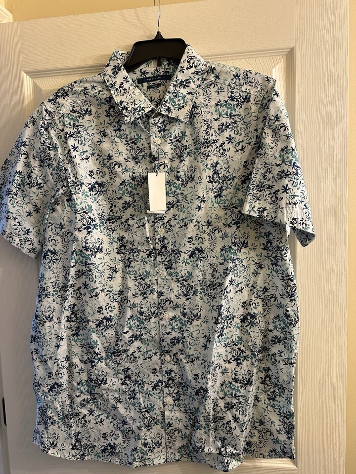 Perry Ellis Mens Blue Abstract Short Sleeve Shirt XLT | eBay