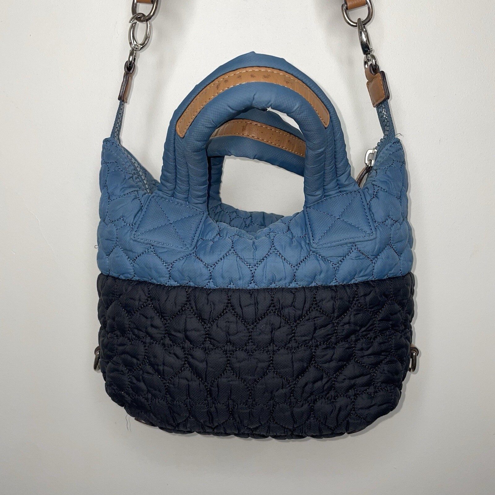 BRIGHTON Kayden Colorblock Blue Black Heart Quilted Crossbody Bag ...