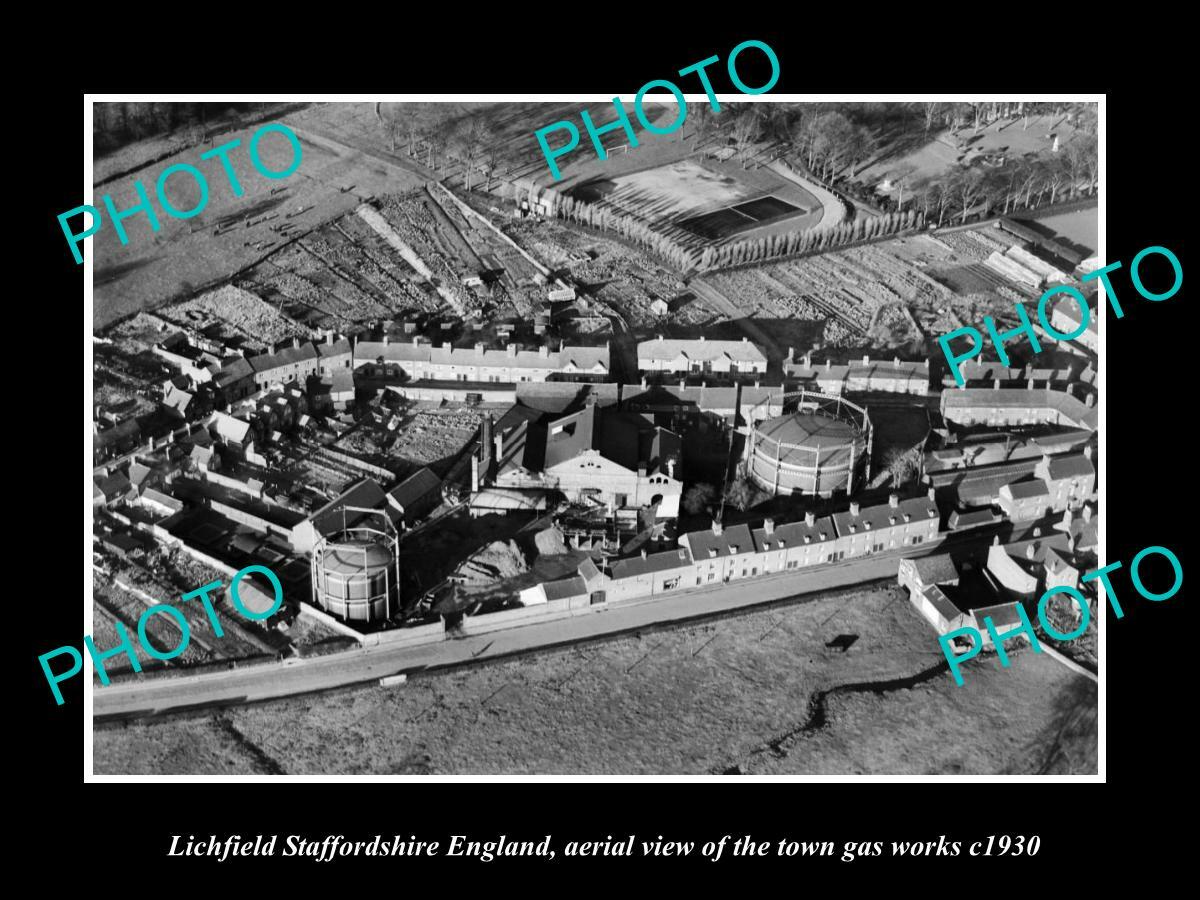 OLD 8x6 HISTORIC PHOTO OF LICHFIELD ENGLAND AERIAL VIEW OF GAS WORKS ...