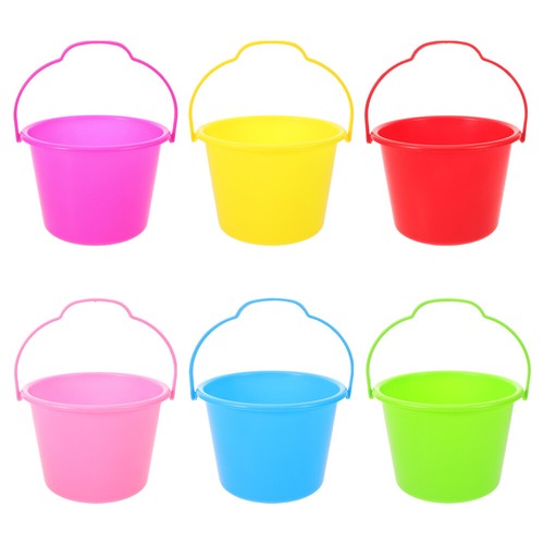 6pcs Beach Buckets with Handles Portable Water Buckets Sand Storage ...