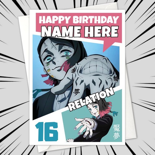 ENMU Personalised DEMON SLAYER Birthday Card • personalized anime tamio ...