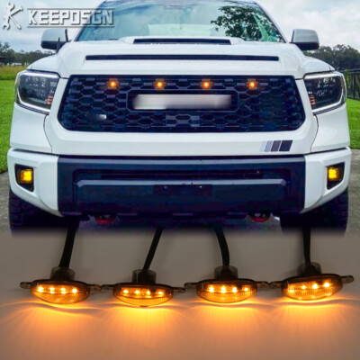 4x For Toyota Tacoma Tundra Front RAPTOR Grille Lights LED Smoked Lens ...