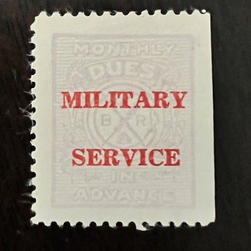 RARE BRITAIN MONTHLY DUES IN ADVANCE STAMP, RED MILITARY SERVICE ...