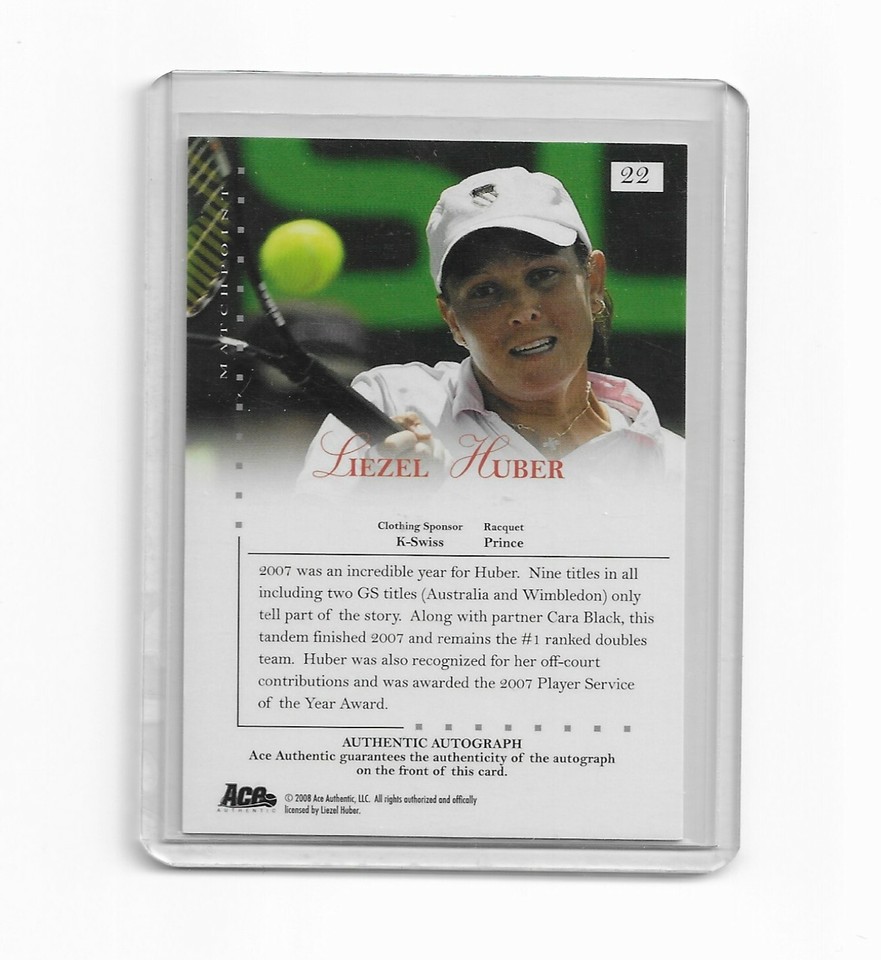 Autographed Liezel Huber 2008 Ace Authentic Matchpoint Auto Card #22 | eBay