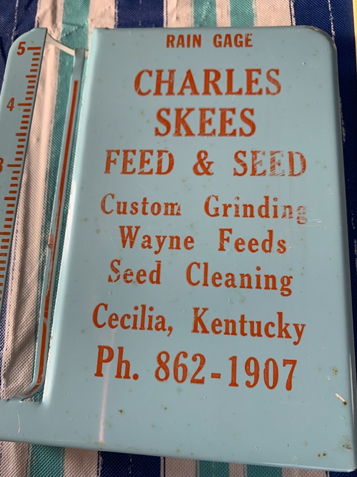 Vintage Charles Skees Feed & Seed Advertising Rain Gauge Cecilia, KY | eBay