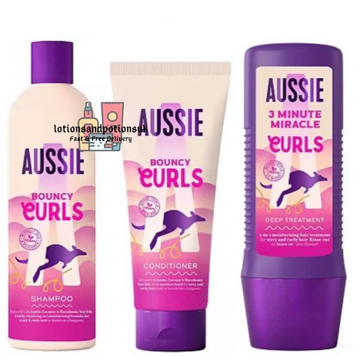 Aussie BOUNCY CURLS Shampoo, Conditioner & 3 Minute Miracle Deep ...
