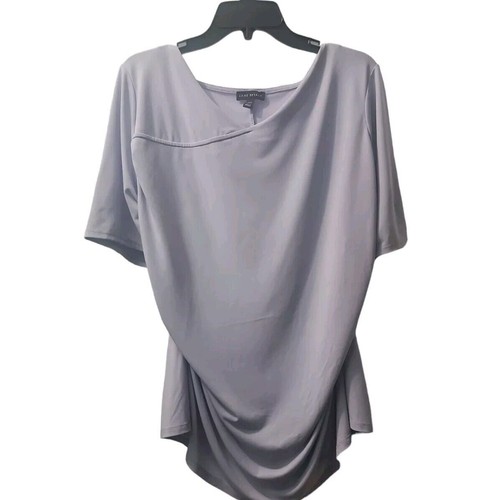 Lane Bryant Asymmetrical Tunic Top Plus Size Drape Front Gray 22/24 | eBay