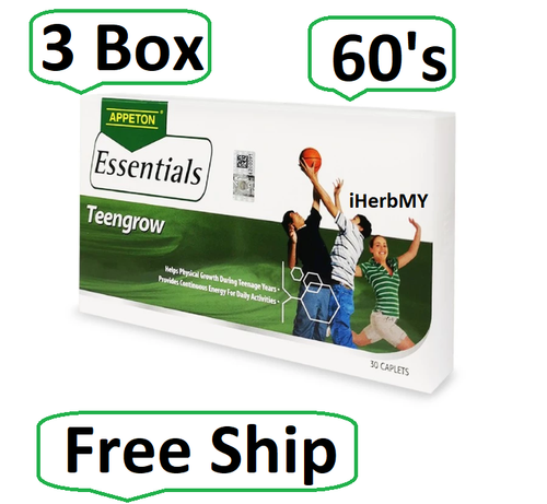 3 X Appeton Essential Teengrow Increase Height & Growth Teenagers -FREE ...