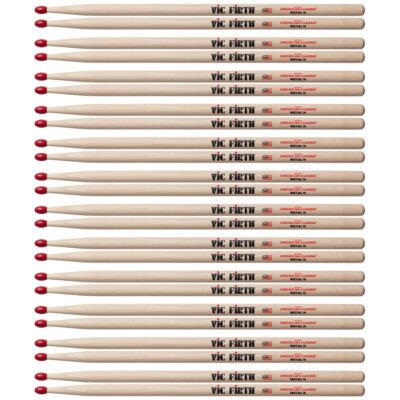 12 Pairs Vic Firth CM Nylon Tip Hickory American Classic Metal ...
