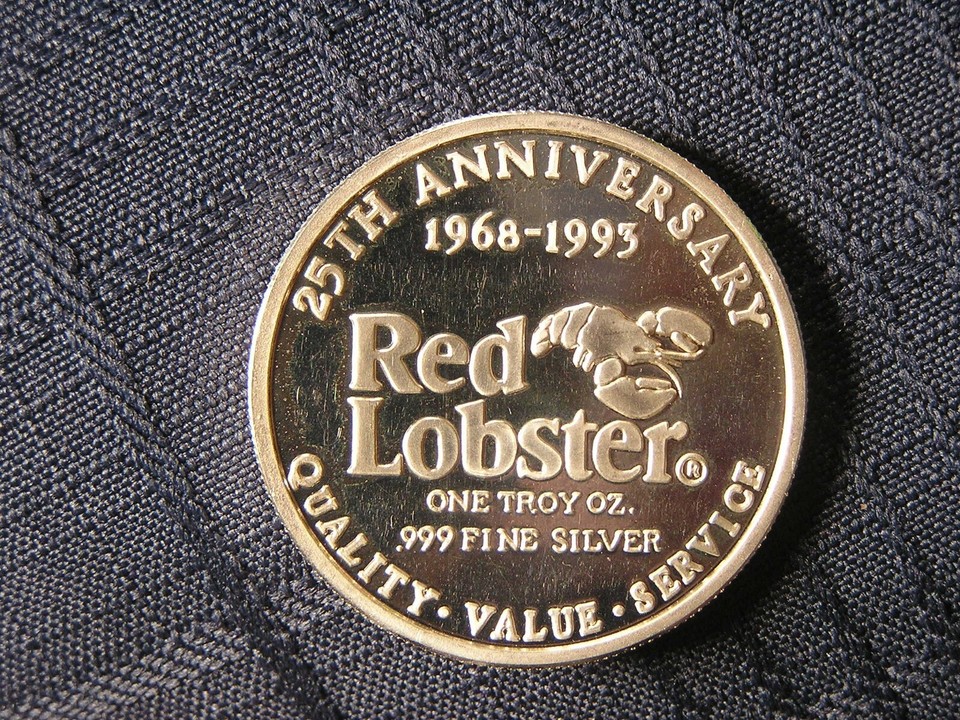 1993 RARE RED LOBSTER 25TH ANNIVERSARY BILL DARDEN 1 OZ SILVER ROUND | eBay