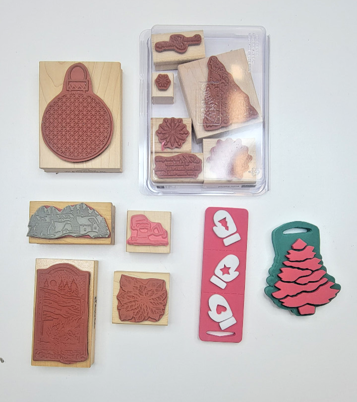 Assorted Rubber Stamps Christmas Mixed Lot of 13 ea - Mostly New - Some ...