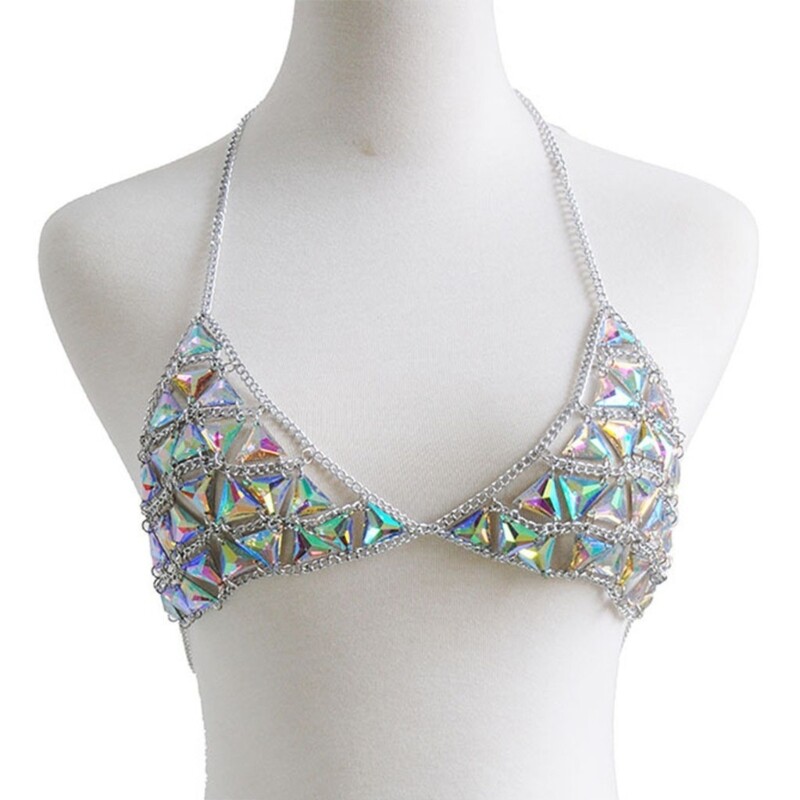 Body Chain-Bra for Women Chest Chains Acrylic Halter-Backless Top | eBay