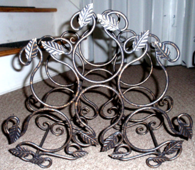 Longaberger Wrought Iron Hand-Forged Bronze Leaf Wine Bottle Holder-NEW ...