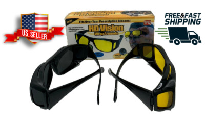 HD Night Vision Day Pair Wraparound Fits OVER Glasses Anti Glare As ...