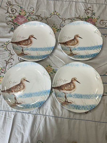 PIER 1 SANDPIPER PLATES SET OF 4 BIRD OCEAN PLATES 10” | eBay