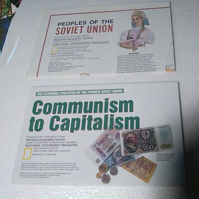 Peoples of Soviet Union & Economic Evolution 2 Maps Vintage Nat Geo ...