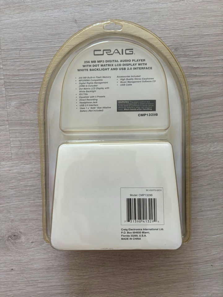 NEW CRAIG CMP1329B 256mb MP3 Digital Audio Player MP3/WMA Compatible ...