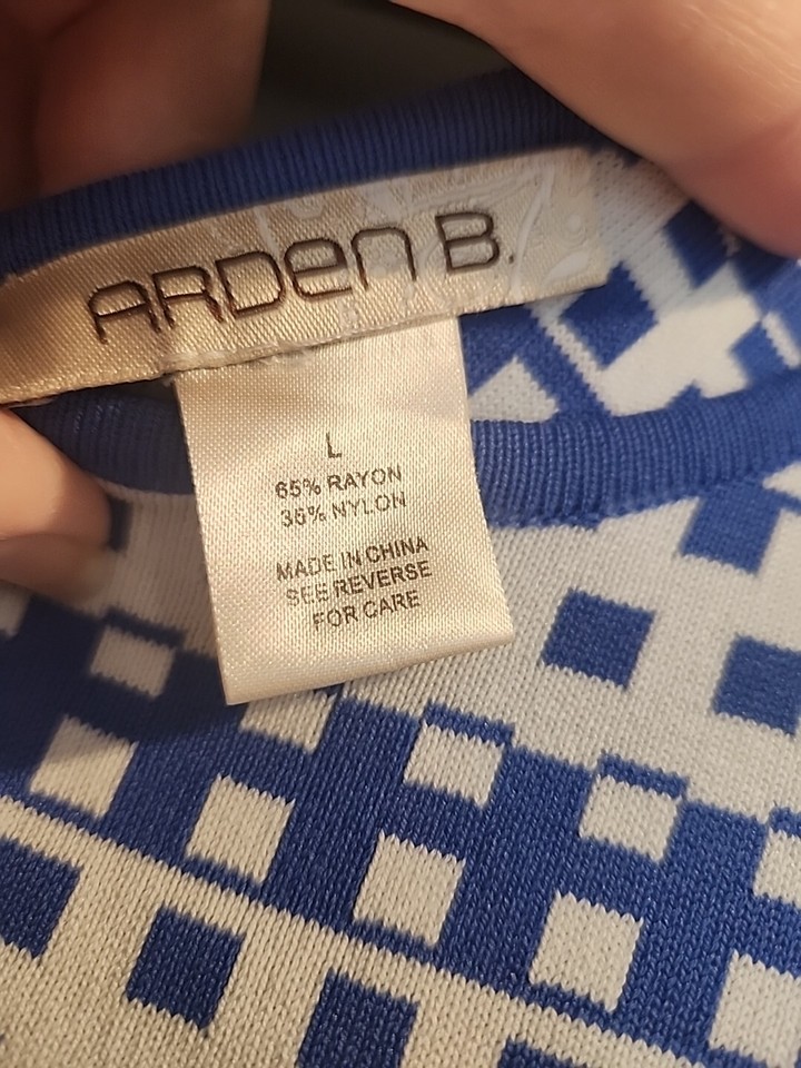 Arden B Dress Size Large Blue White Geometric Bodycon Stretch Tight ...