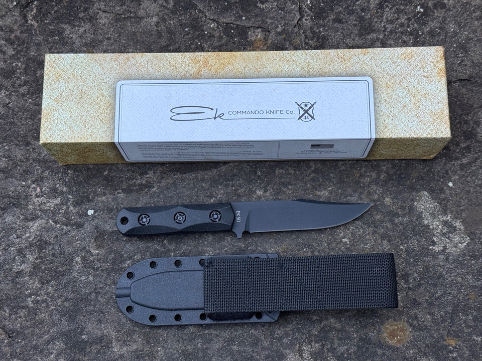 Ka-Bar Ek Commando Short Clip Point Fixed Blade Knife (5.06" Black ...