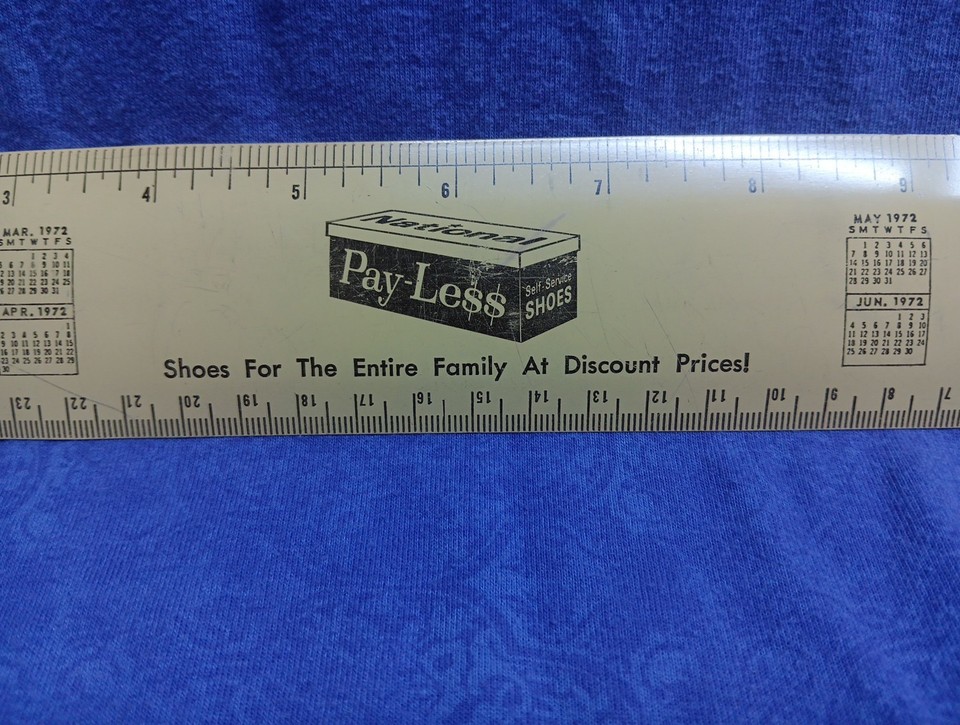 VINTAGE RARE 1971/1972 PAYLESS SHOES METAL ADVERTISING RULER PAY-LE ...