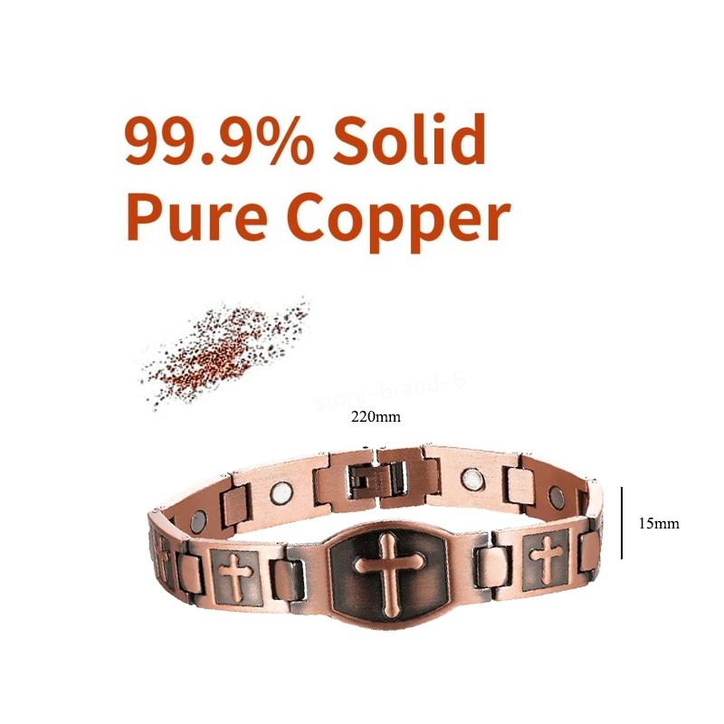 Pure Copper Magnetic Bracelet Men Arthritis Pain Relief Energy Strength ...