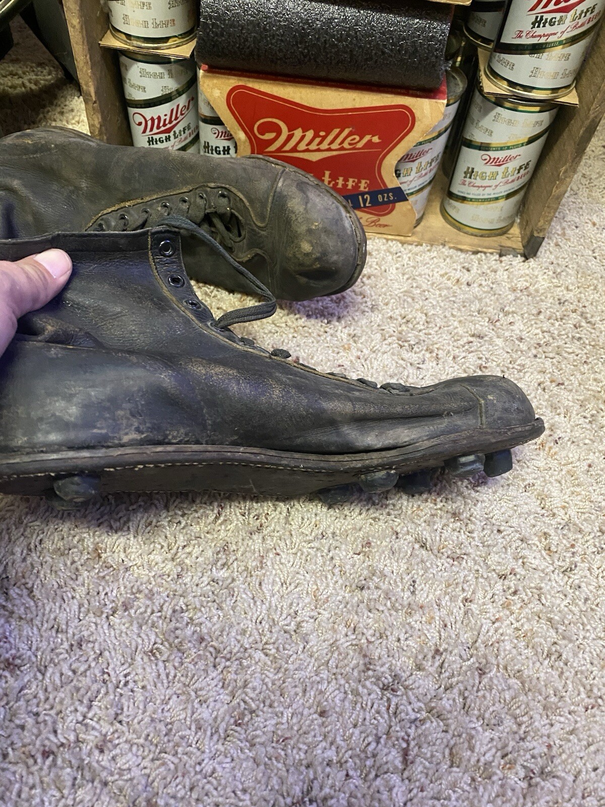 Football High Top Spikes Cleats Ready To Hang Vintage Old They have The ...