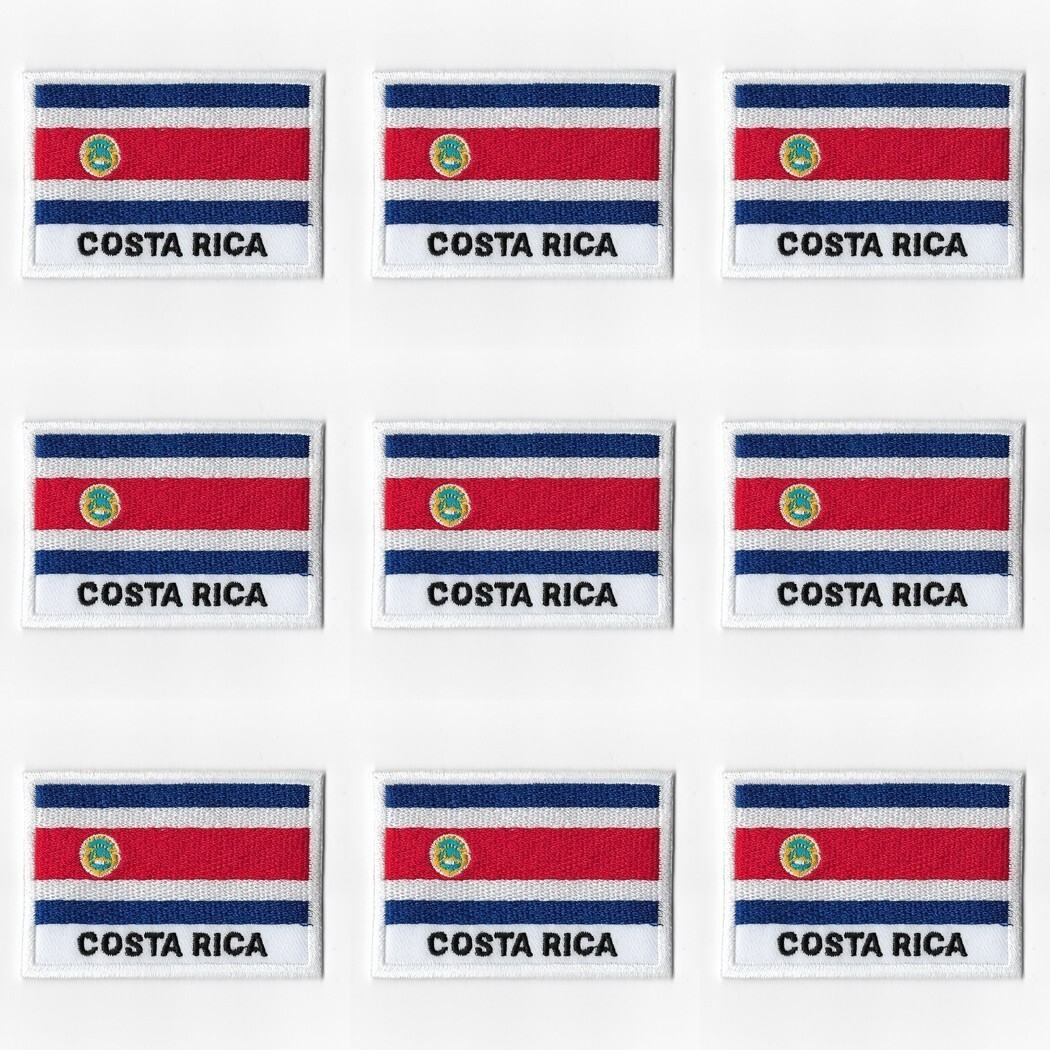 Lot SET Of 9 COSTA RICA Iron on Patches Embroidered Flag Country ...