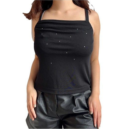 Mosaic y2k rhinestone embellished cowl tank top, size 12 | eBay