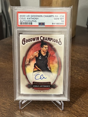2020 Upper Deck Goodwin Champions Cole Anthony RC AUTOGRAPH AUTO PSA 10 ...
