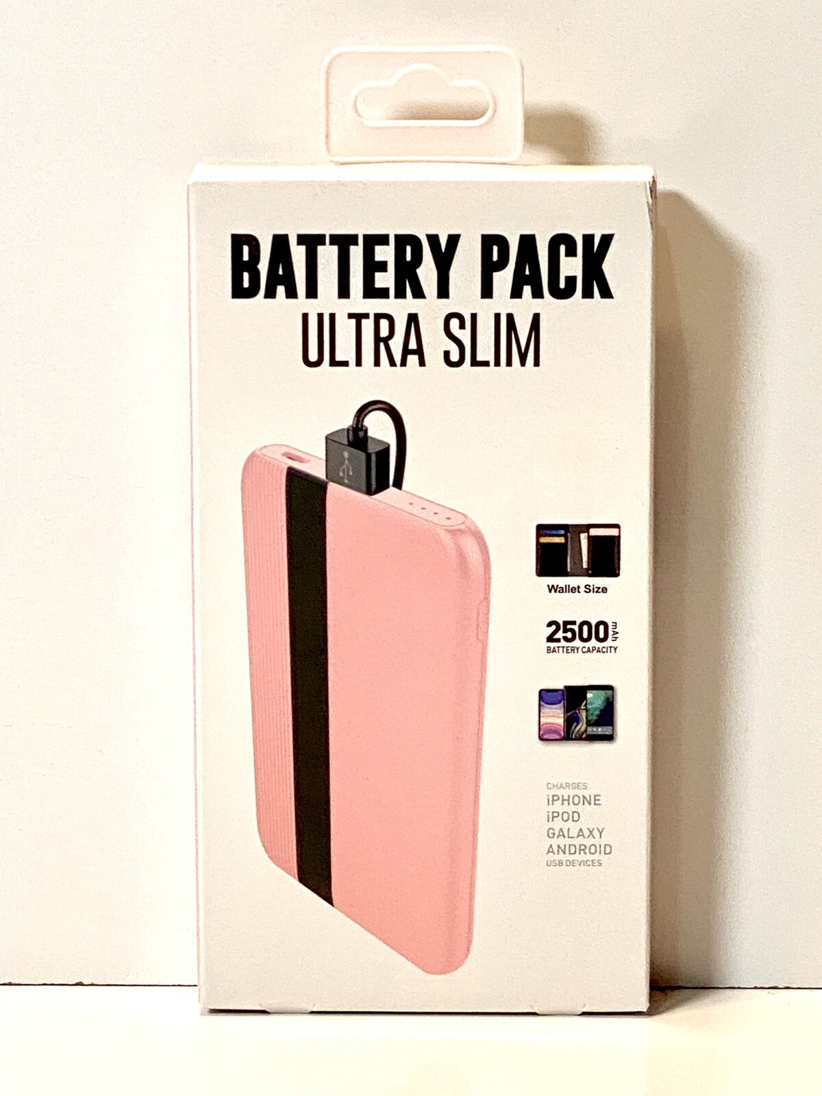 Ultra Slim 2500mAh Capacity Battery Pack Pink 16WMS137-PINK, Wallet ...