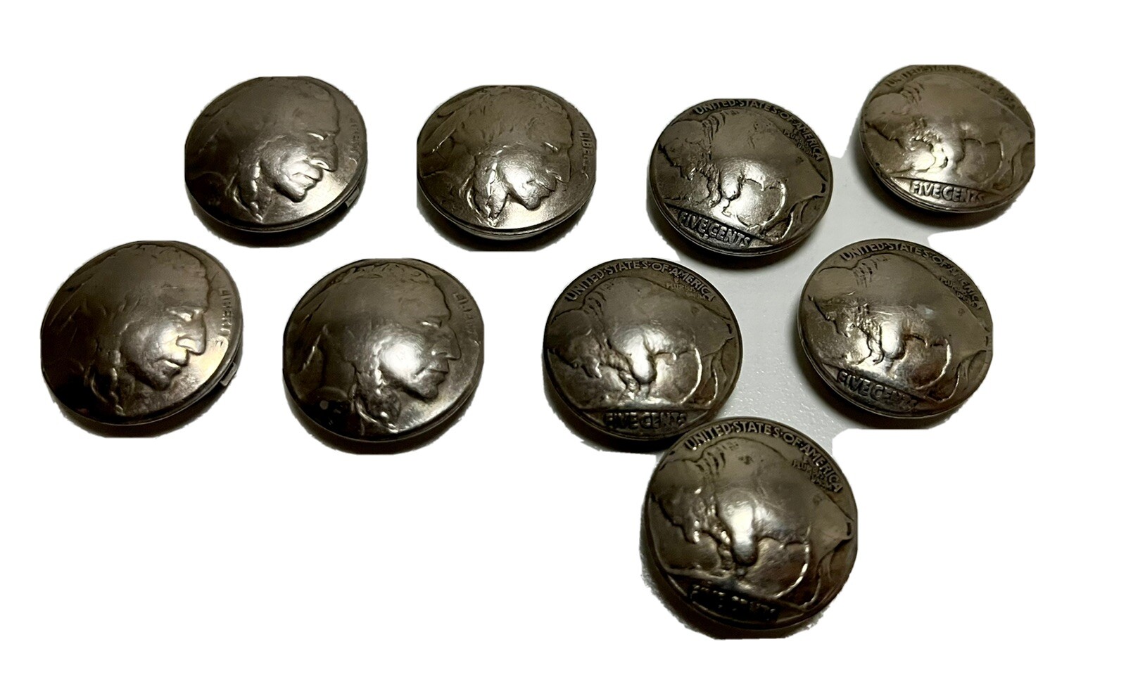 Vintage Set of 9 qty -5 Original Buffalo, 4 Indian Head and Nickel ...