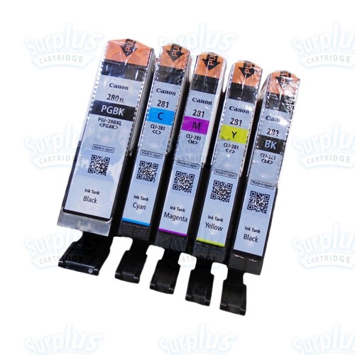5 Genuine Canon PGI-280XL Black & CLI-281 Color TR7520 TR8520 TS6120 ...