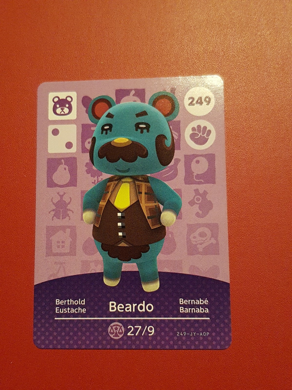 BEARDO ANIMAL CROSSING AMIIBO SERIES 3 CARD #249 TRACKED AU POST ...