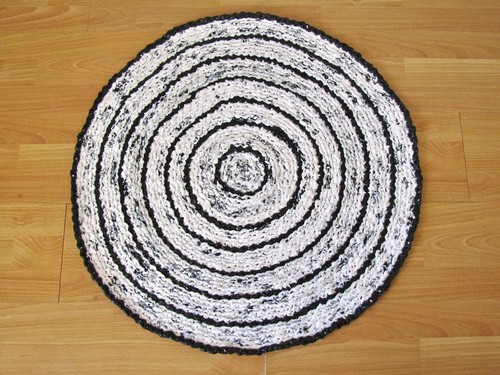 Recycled designer crocheted rug,hand made from plastic bags,zero waste ...