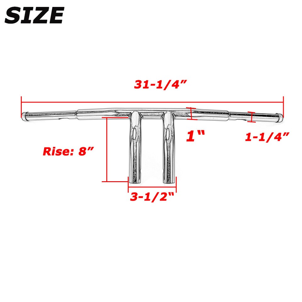 8" Rise T-Bar Drag Bars Handlebars For Harley Dyna Softail Sportster XL ...
