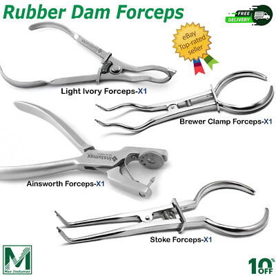 Dental Rubber Dam Tools Brinker Clamps Ainsworth Punch Plier Ivory ...
