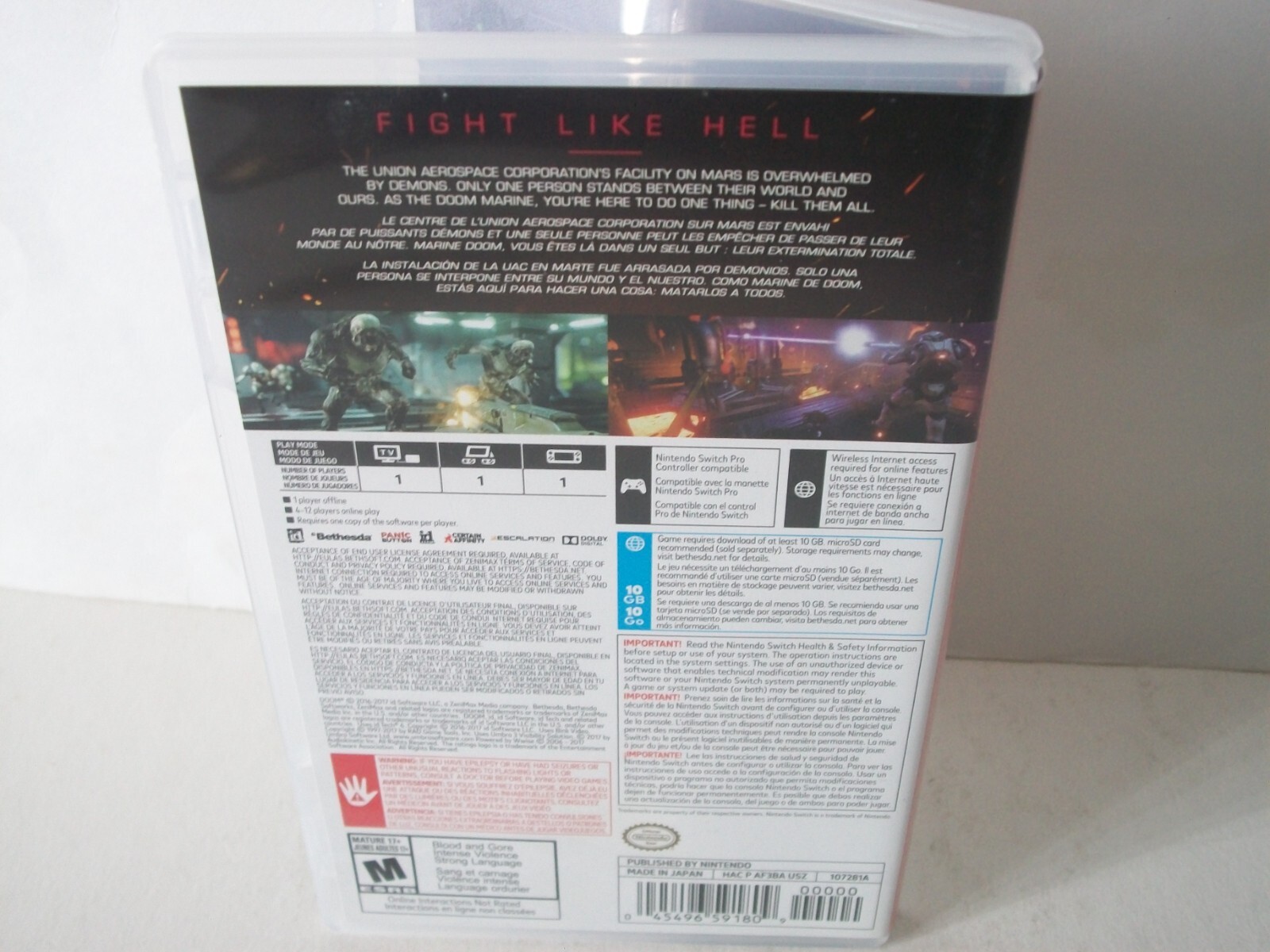 Doom Case Only NO GAME Nintendo Switch Empty Replacement Box Artwork ...