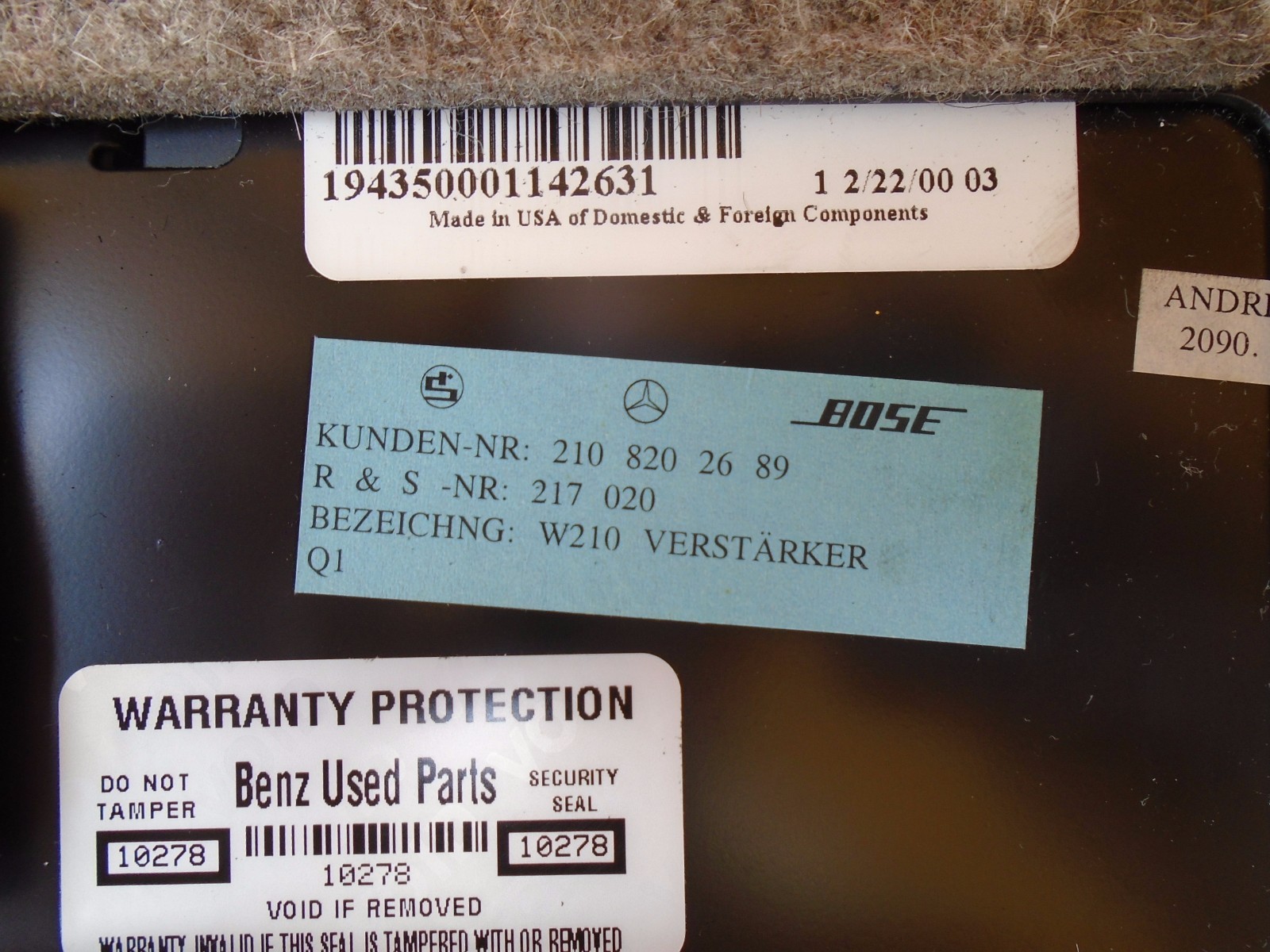 MERCEDES E320 E430 OEM BOSE AMPLIFIER AMP RADIO AUDIO SOUND SYSTEM ...